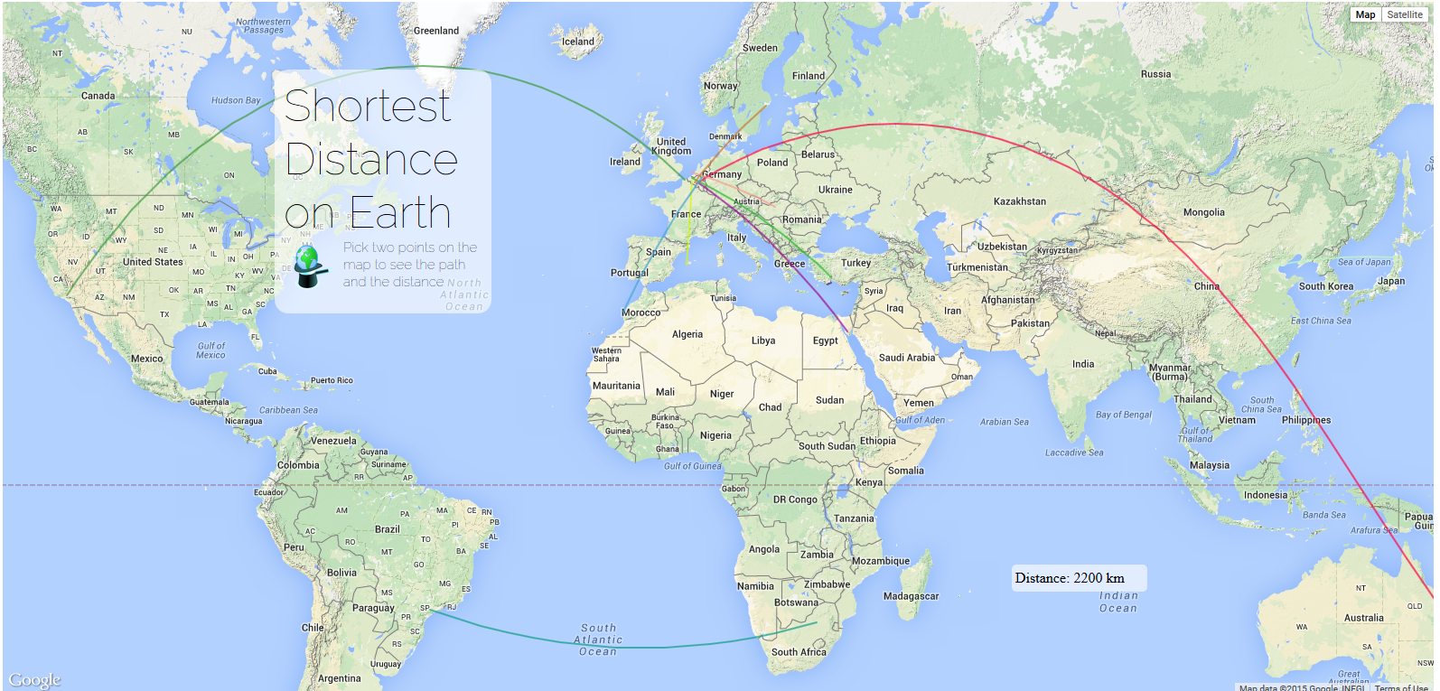 Shortest Distance On The Mercator Map The Web App The Magiscian