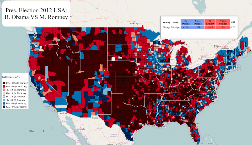 The 2012 Presidential Election Map using PostGIS, Geoserver and OL3